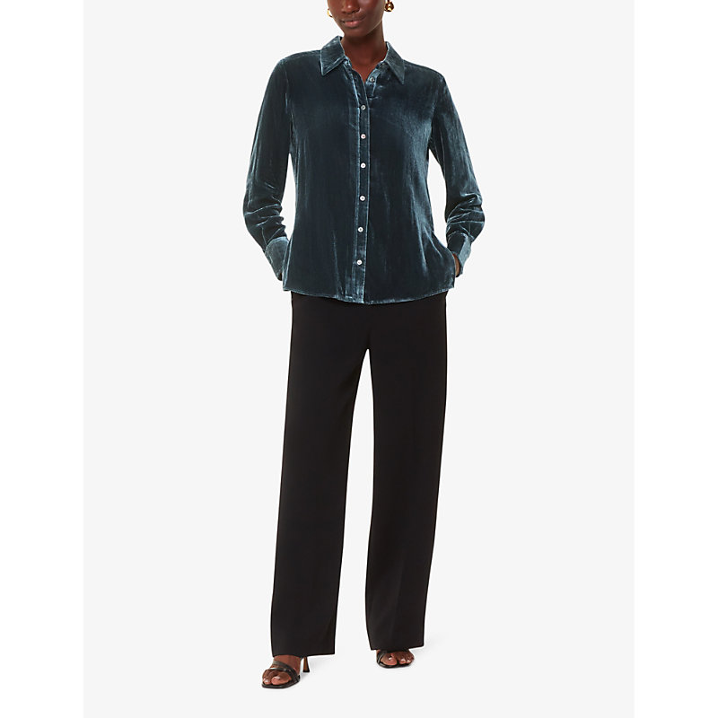 WHISTLES Lara Long-Sleeve Velvet Shirt 12